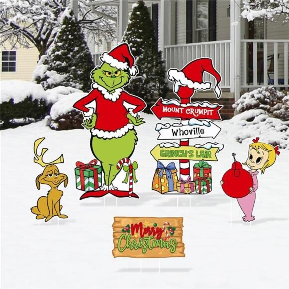 Holiday | Large Christmas Yard Signs With Stakes 5 Pack Merry Christmas ...